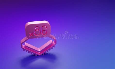 Pink Computer Processor With Microcircuits Cpu Icon Isolated On Purple