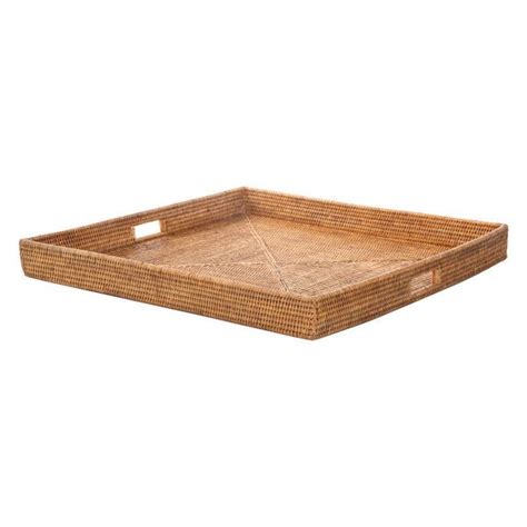 La Jolla Square Rattan Jumbo Sized Centerpiece And Ottoman Tray