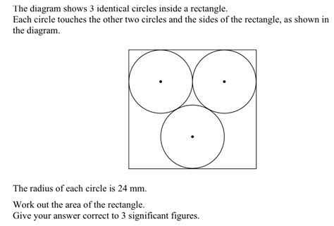 Solved The Diagram Shows 3 Identical Circles Inside A Rectangle Each Circle Touches The Other