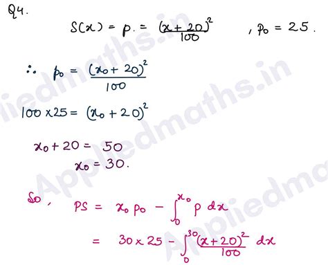 Q4 The Supply Function For A Commodity Is Find The Producers Surplus When The Market Price