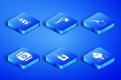 보호 모자 꿀 항아리 꿀 디퍼 스틱 나무 통 및 아이콘이 있는 양봉가를 설정합니다 벡터 3차원 형태에 대한 스톡 벡터 아트 및 기타 이미지 Istock