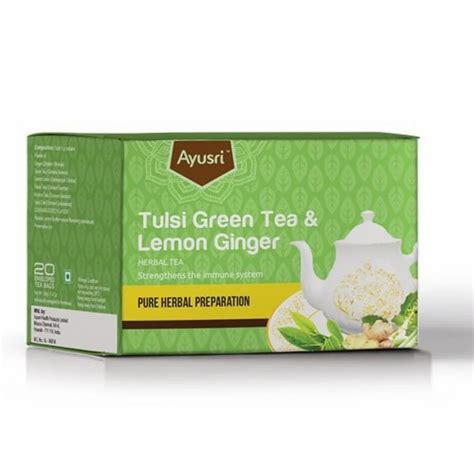 Herbal Tulsi Green Tea Lemon Ginger Granules Packaging Type Box At