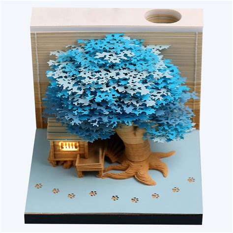 Buy 3d Memo Pads With Light And Pen Holder Dispenser Box Cute Sticky
