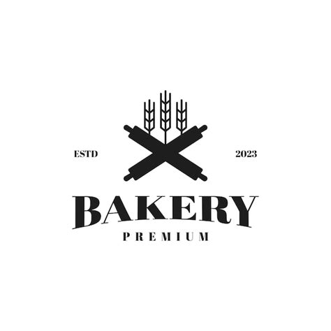 Premium Vector Rolling Pin With Wheat For Bakery Logo Design Concept