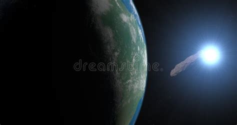 Oumuamua Interstellar Object Orbiting Around Jupiter Planet Stock