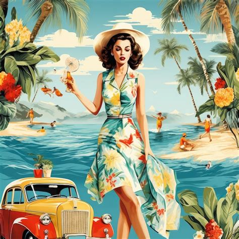Premium AI Image Vintage Summer Pattern