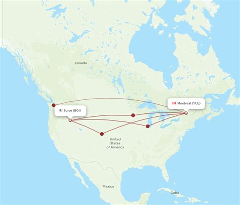 All Flight Routes From Boise To Montreal Boi To Yul Flight Routes
