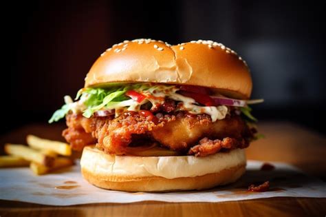Premium Ai Image A Crispy Chicken Sandwich