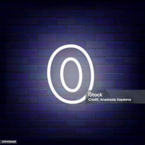 네온 번호 0 벽돌 벽에 0 기호입니다 샤이니 화이트 로고 타입 심플한 모양 텍스트 편집 벡터 스톡 일러스트레이션 네온에 대한 스톡 벡터 아트 및 기타 이미지 Istock