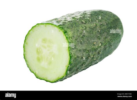Half A Cucumber Fresh Organic Cucumber Isolated On White Background