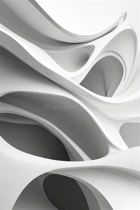 Abstract White Architectural Design With Smooth Curves And Dynamic Flowing Lines Stock