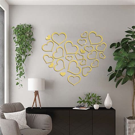 Valentine S Day Wall Stickers Hollow Out Love Combination D Acrylic Paste Bedroom Living Room