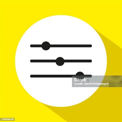 슬라이더 아이콘 벡터입니다 노란색 배경 디자인입니다 조정 제어 기호 간단한 그래픽 일러스트레이션입니다 검은색에 대한 스톡 벡터