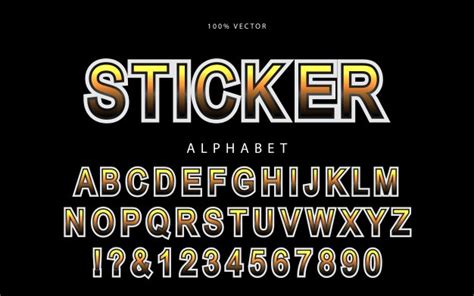Premium Vector Yellow Gradient Sticker Shapes Alphabet Font