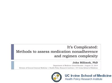 Ppt Its Complicated Methods To Assess Medication Nonadherence And Regimen Complexity