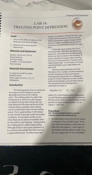 Solved LAB 14 FREEZING POINT DEPRESSION Goals 1 Observe Chegg