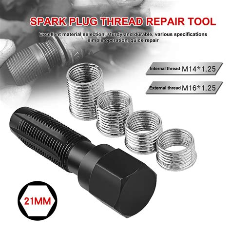 M14 1 25 Spark Plug Thread Repair Tool Car Spark Plug Rethreading Helicoil Thread Repair Kit 