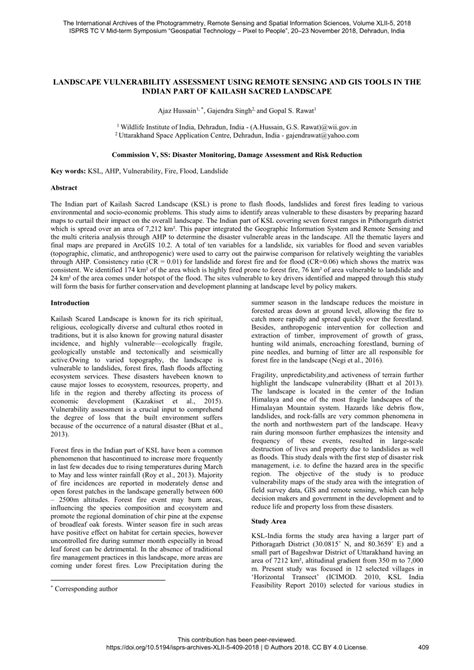 Pdf Landscape Vulnerability Assessment Using Remote Sensing And Gis Tools In The Indian Part