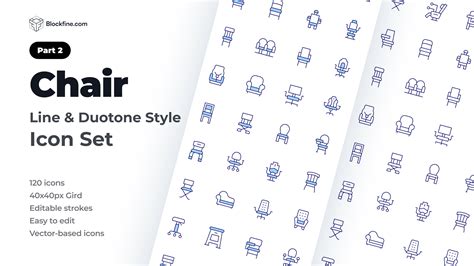 Chair Icon Set Duotone Line Style Part 2 Figma