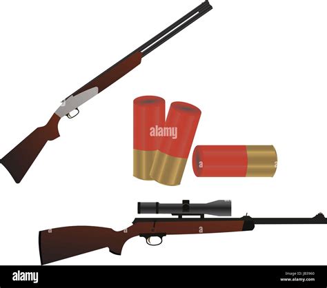 Flat Set Of Weapons Guns And Rifles Isolated On White Background Vector