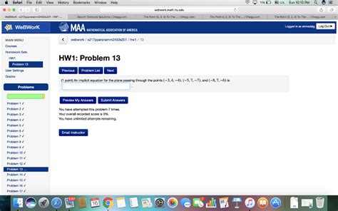 Solved An Implicit Equation For The Plane Passing Through