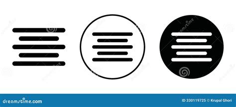 Center Align Outline Icon Collection Or Set Center Align Thin Vector Line Art Stock