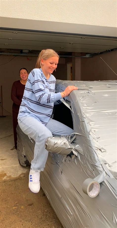 We Wrapped Her Car In Tape 😆 Adhesive Tape We Wrapped Her Car In