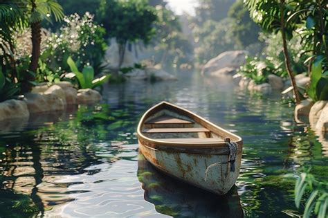 Premium Photo A Serene Boat Ride Down A Lazy River