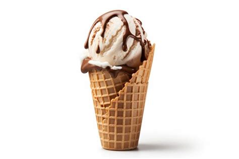 Premium Photo Chocolate Ice Cream In Waffle Cone Isolated