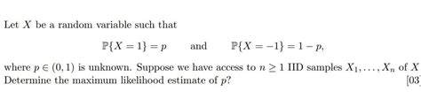 Solved Let X ﻿be A Random Variable Such Thatp X1 P ﻿and