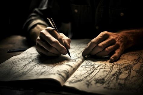 Penmanship Hands Notebook Texture Premium Ai Generated Image