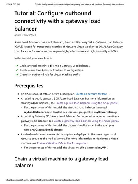 Configure Outbound Connectivity With A Gateway Load Balancer Pdf