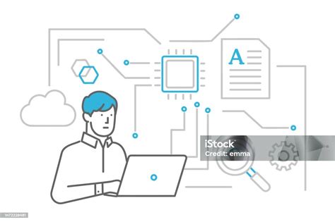 Ai와 함께 일하는 사업가 인공지능에 대한 스톡 벡터 아트 및 기타 이미지 인공지능 로봇공학 Cpu Istock