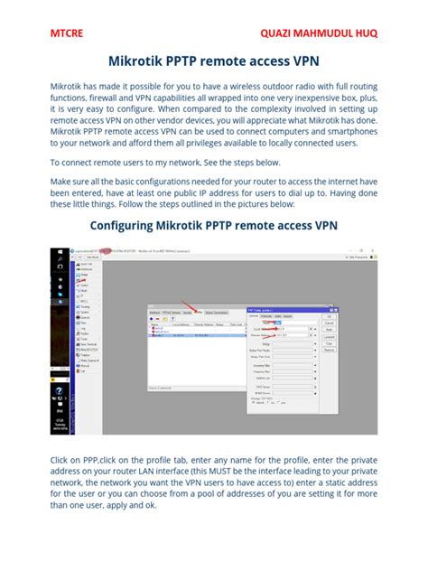 Mikrotik Pptp Remote Access Vpn Pdf Virtual Private Network
