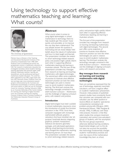 Using Technology To Support Effective Mathematics Teaching And Le Pdf
