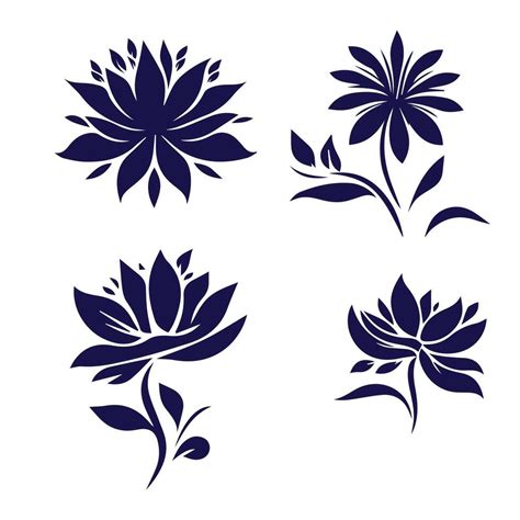 Four Different Flowers On A White Background 56570111 Vector Art At
