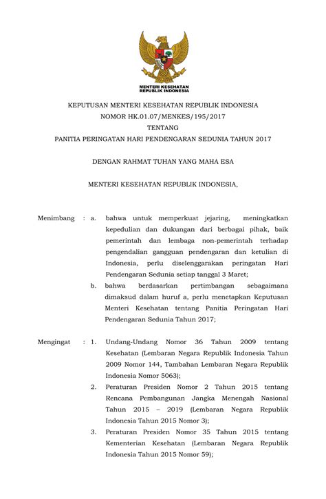KEPUTUSAN MENTERI KESEHATAN REPUBLIK INDONESIA