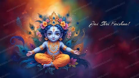 Little Krishna Hd Desktop Wallpaper Janmashtami Poster Cute Blue