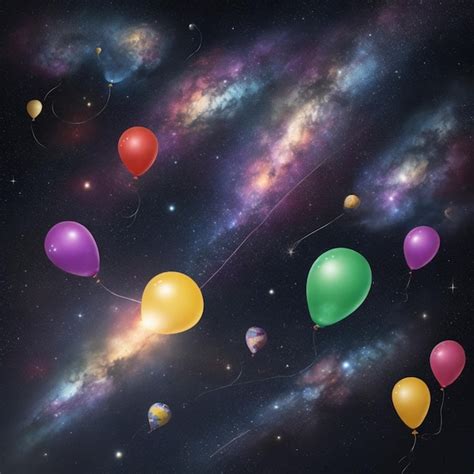 Premium Photo Artists Rendering Of Balloons Escaping Into The Galaxy