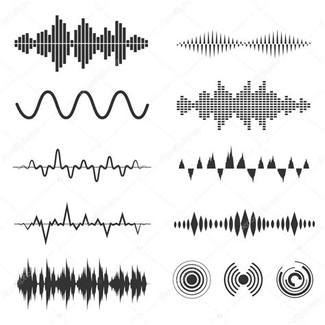 Signal Wave Set Vector Analog Signals And Digital Sound Waves Forms — Stock Vector © Mssa