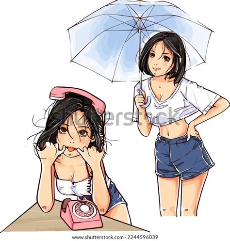 Anime Bikini Sexy Girl Drawing Vector Stock Vector Royalty Free