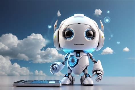 Premium Ai Image Cloud Computing Technology Concept With 3d Rendering Cute Robot And Graphic