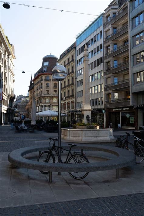 Generic Architecture And Street View At The Rue De La Corraterie Geneva Switzerland Editorial