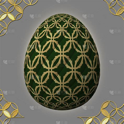 复活节快乐精心设计的彩色3D复活节彩蛋灰色背景的3D插图与框架