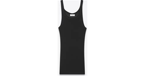 Saint Laurent Cassandre Tank Top In Ribbed Jersey In Black For Men Lyst