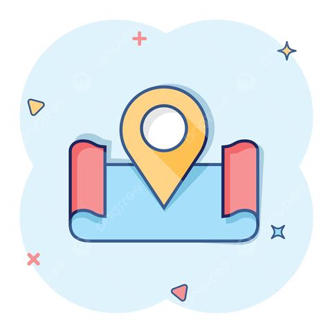 Comicstyle Gps Map Pin With Splash Effect Geography Label Map Vector