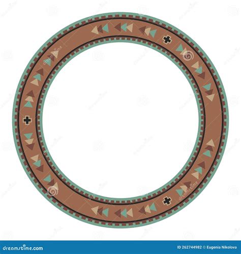 Round Ethnic Frame Decorative Circle Border With Tribal Design Stock