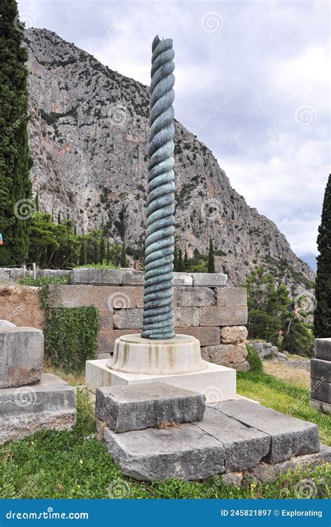 Serpent Column Plataean Tripod Or Delphi Tripod Delphi Greece Stock