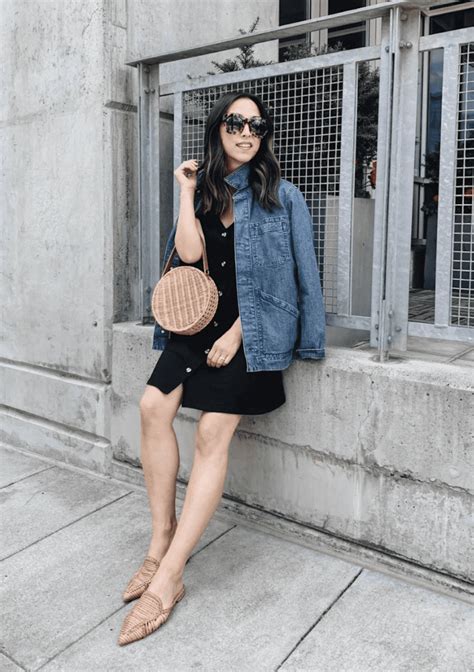 11 Modern Ways To Style A Jean Jacket With Black Dress