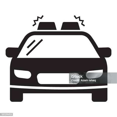 緊急車輛隆隆聲警笛和輕型向量圖示設計警車前視圖白色背景上旋轉信標的燈條向量圖形及更多交通方式圖片 交通方式 形狀 插圖 Istock